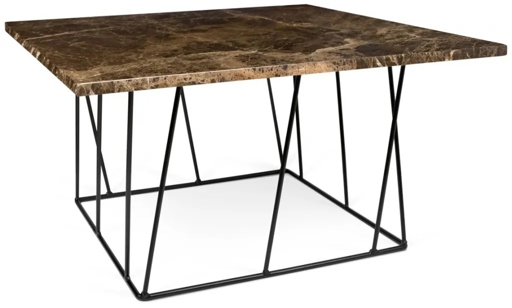 Konferenční stolek Rofus II, černá podnož, hnědý mramor