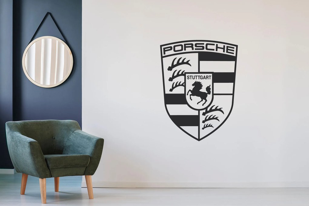 Lepy.cz Samolepka na zeď Porsche - Logo Velikost (šířka x výška): 25x32cm, Barevná varianta: Nugátová hnědá