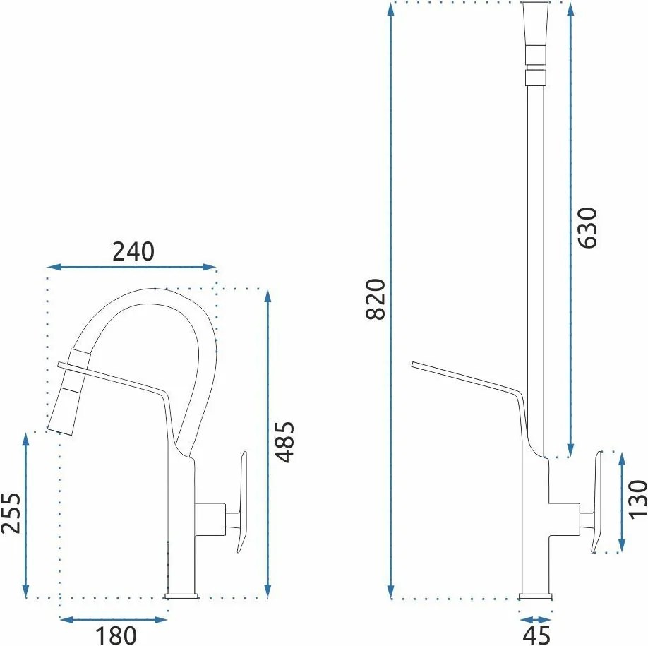 Dřezová baterie REA CASTOR s flexibilním raménkem a sprškou černá mat/zlatá kartáčovaná