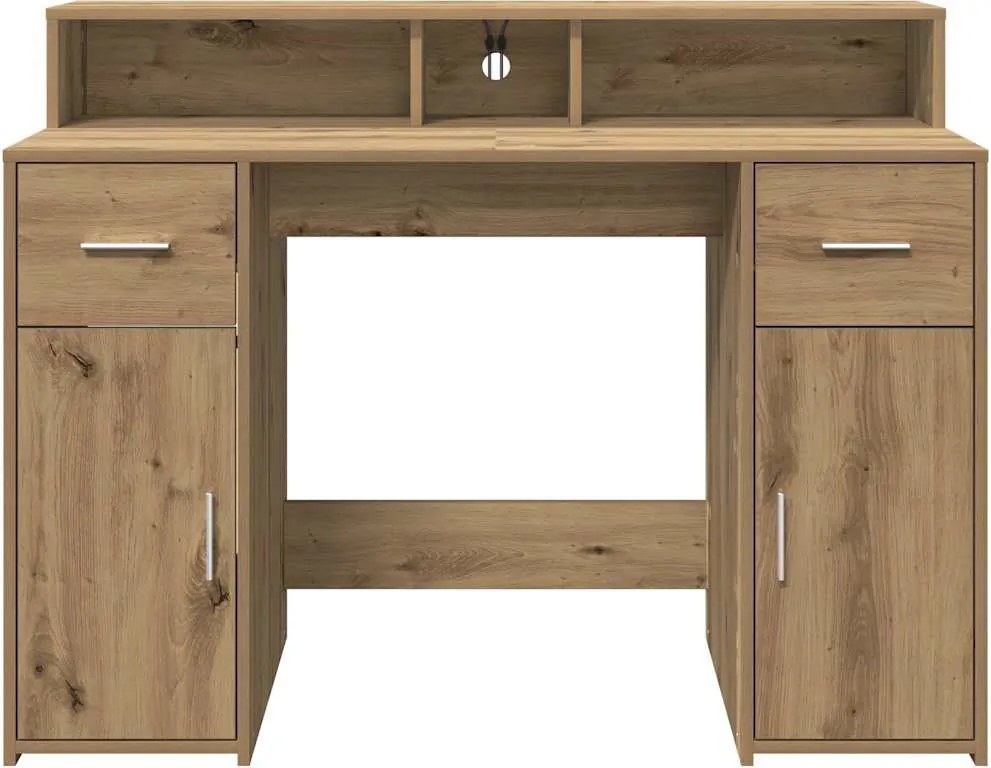 Psací stůl s LED dub artisan 120 x 55 x 91 cm kompozitní dřevo 3309419