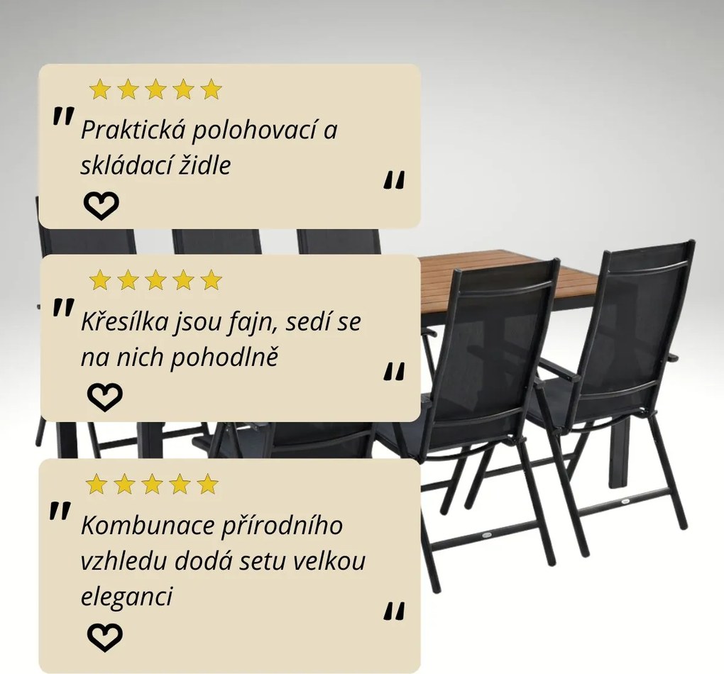 Vikio Zahradní set 190x90 pro 6 osob přírodní V137-190P2