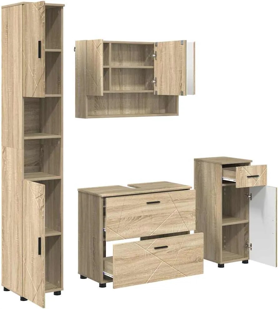 Sada koupelnového nábytku 4 ks Sonoma dub 35 x 30 x 192 cm 3393055