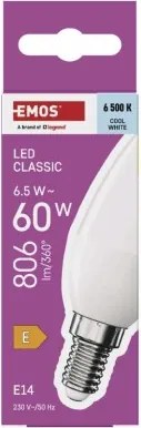 Emos lighting LED žárovka Classic svíčka / E14 / 6,5 W (60 W) / 806 lm / studená bílá 1525731111