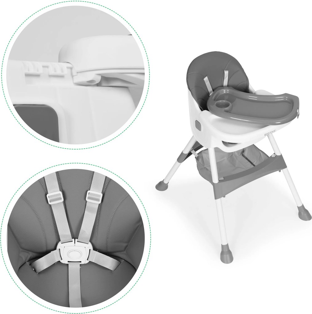 Dětská jídelní židlička BABY ECOTOYS šedá