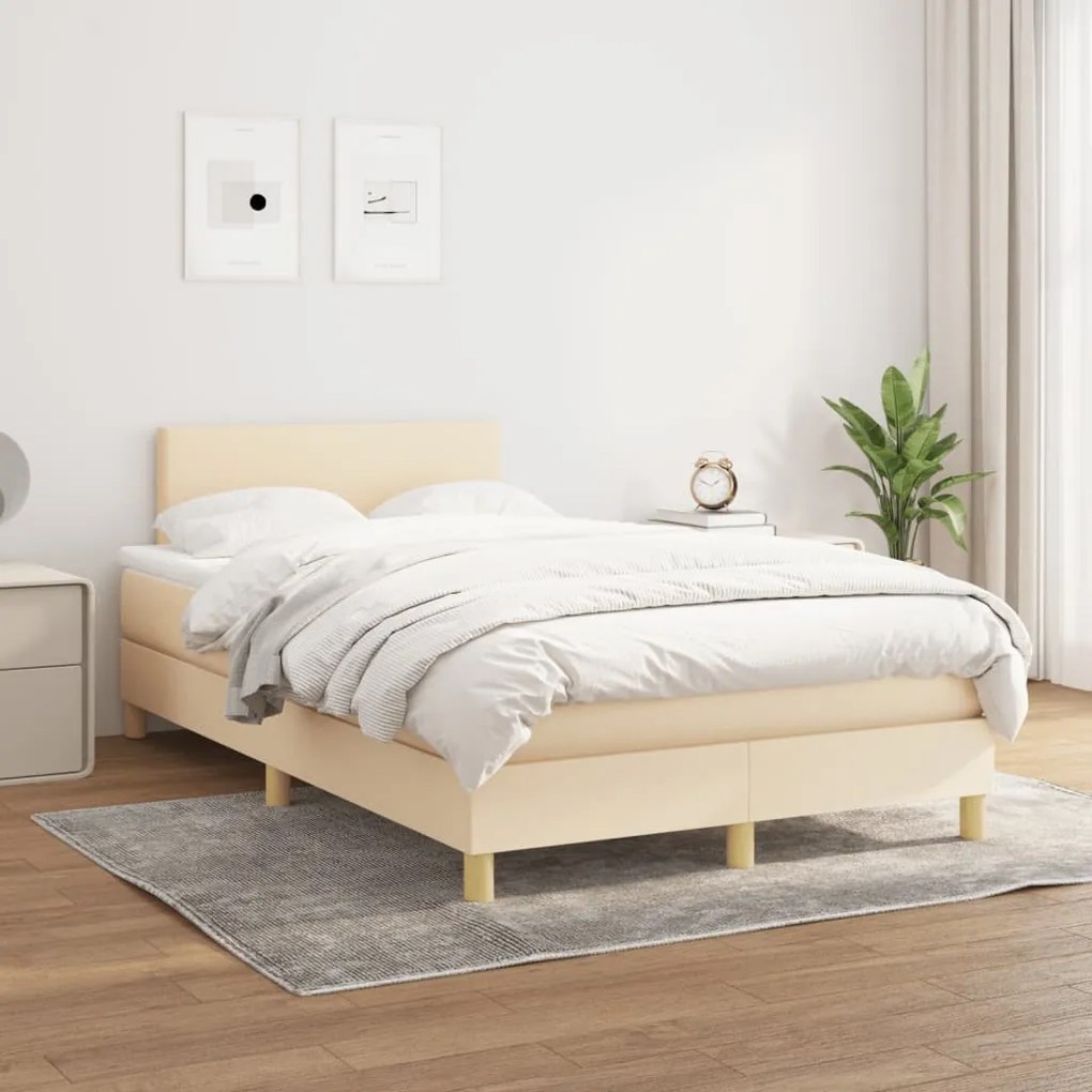 Box spring postel s matrací krémová 120x200 cm textil 3140446