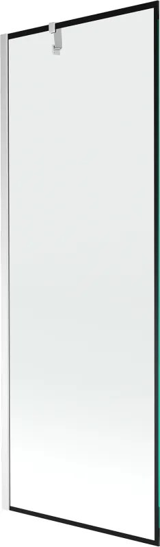 Mexen Next, vanová zástěna 1-křídlová 70 x 150 cm, fixní křídlo, 6 mm čiré sklo s černým vzorem, chromový profil, 895-070-000-00-70-01