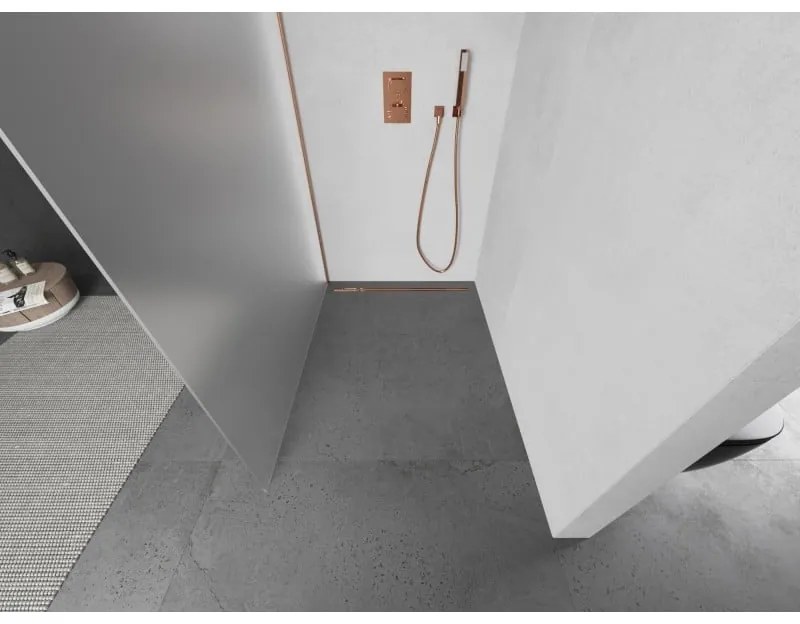 Mexen Kioto, sprchová zástěna Walk-In 140 x 200 cm, 8mm sklo námraza, měděný matný profil, 800-140-101-65-30