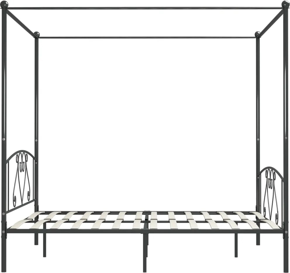 vidaXL Marketos Rám postele s nebesy šedý kovový 200 x 200 cm