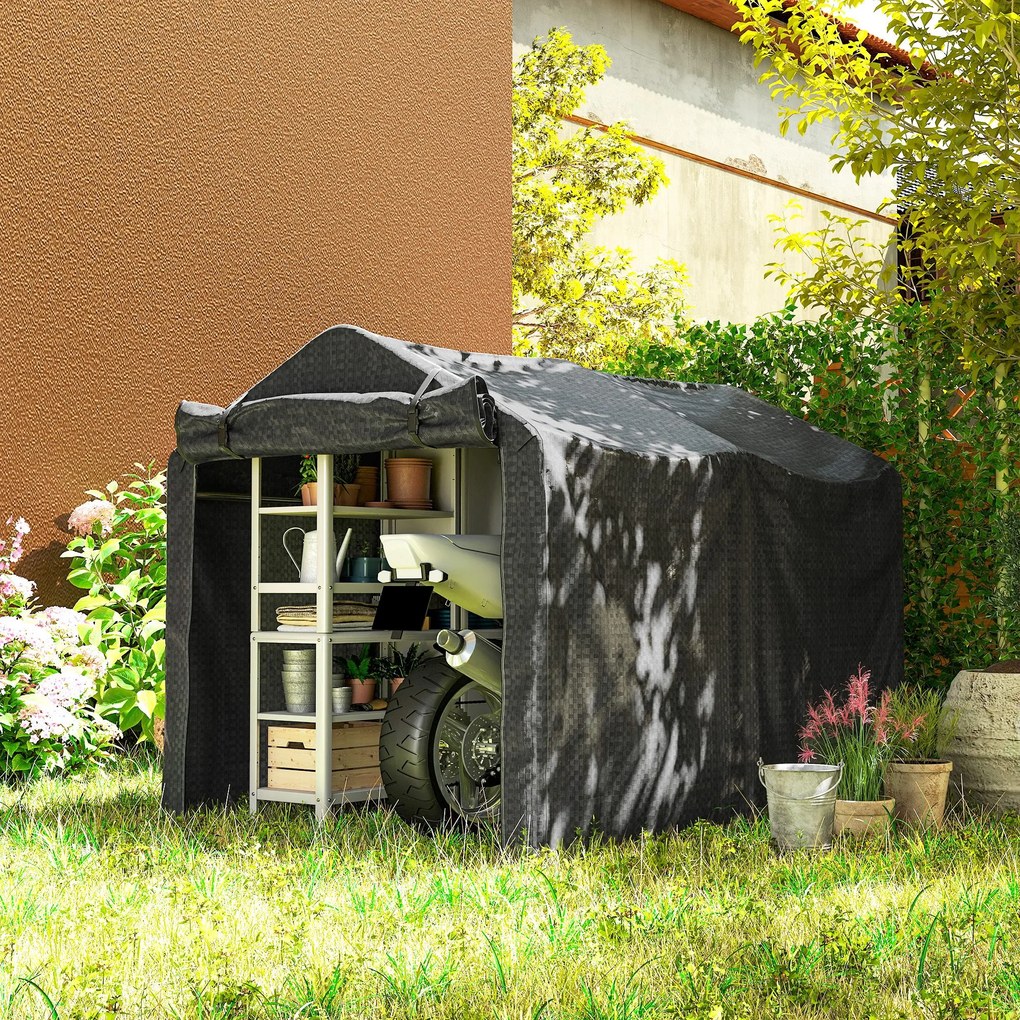 Outsunny Garážový stan, vodotěsný stanovací garáž s dveřmi, odolný proti UV záření, 220 x 157 x 165 cm, černý