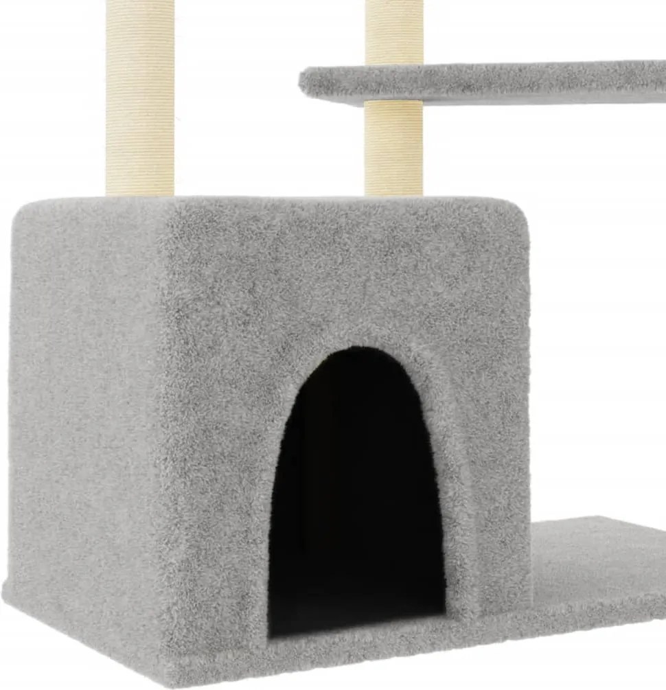 Škrabadlo pro kočky se sisalovými sloupky světle šedé 107,5 cm 172071