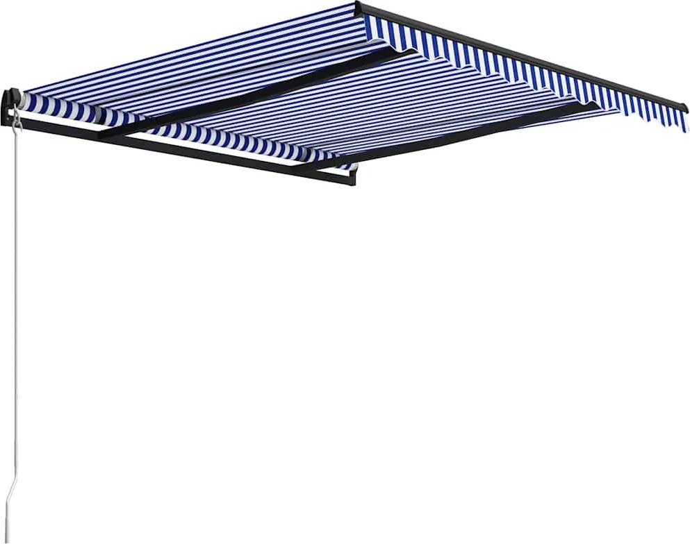 Ručně zatahovací markýza 300 x 250 cm modrobílá 3055184