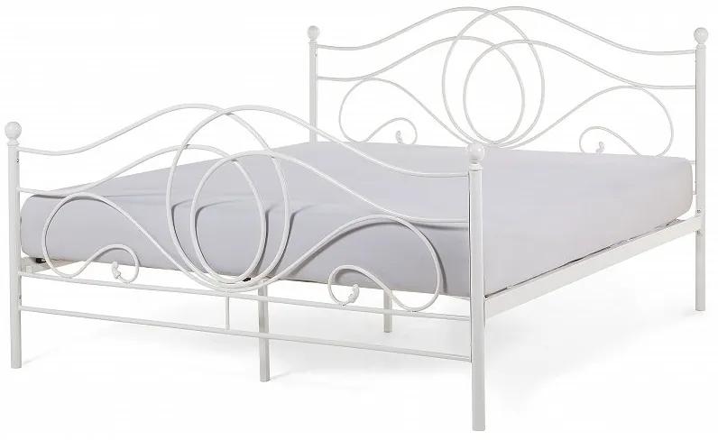 Dekorativní bílá kovová postel 160x200 cm - LYRA