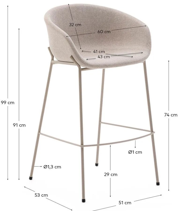 Béžová barová židle (výška sedáku 75 cm) Yvette – Kave Home