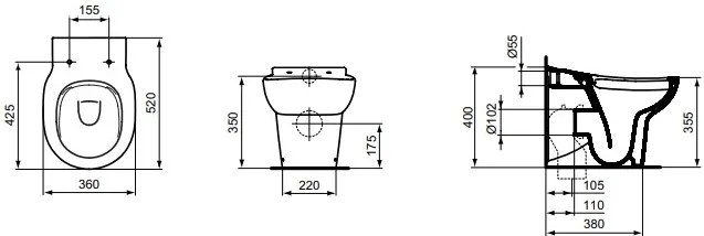 Vima - Stojící WC dětské RIMLESS 360 x 520 mm, 7-11 let, bílá 823