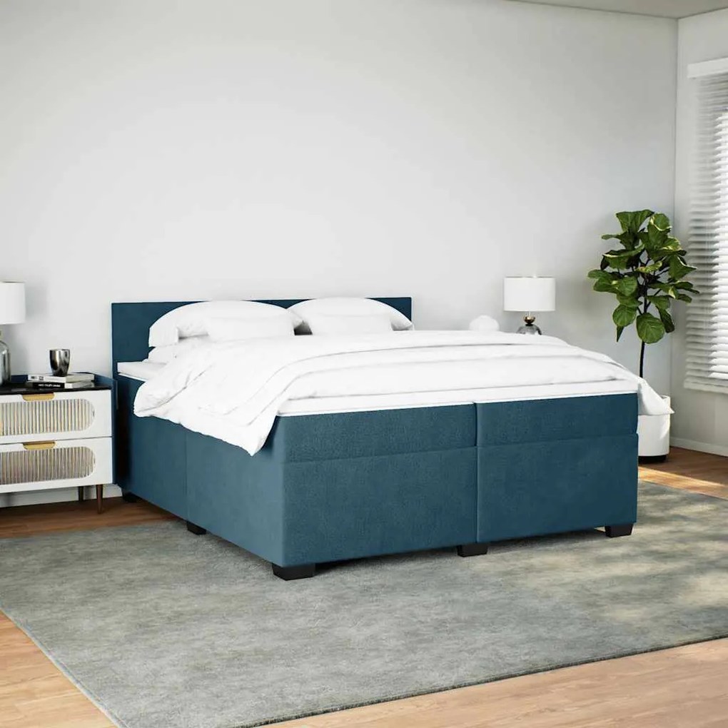 Box spring postel s matrací tmavě modrá 200x200 cm samet 3286400