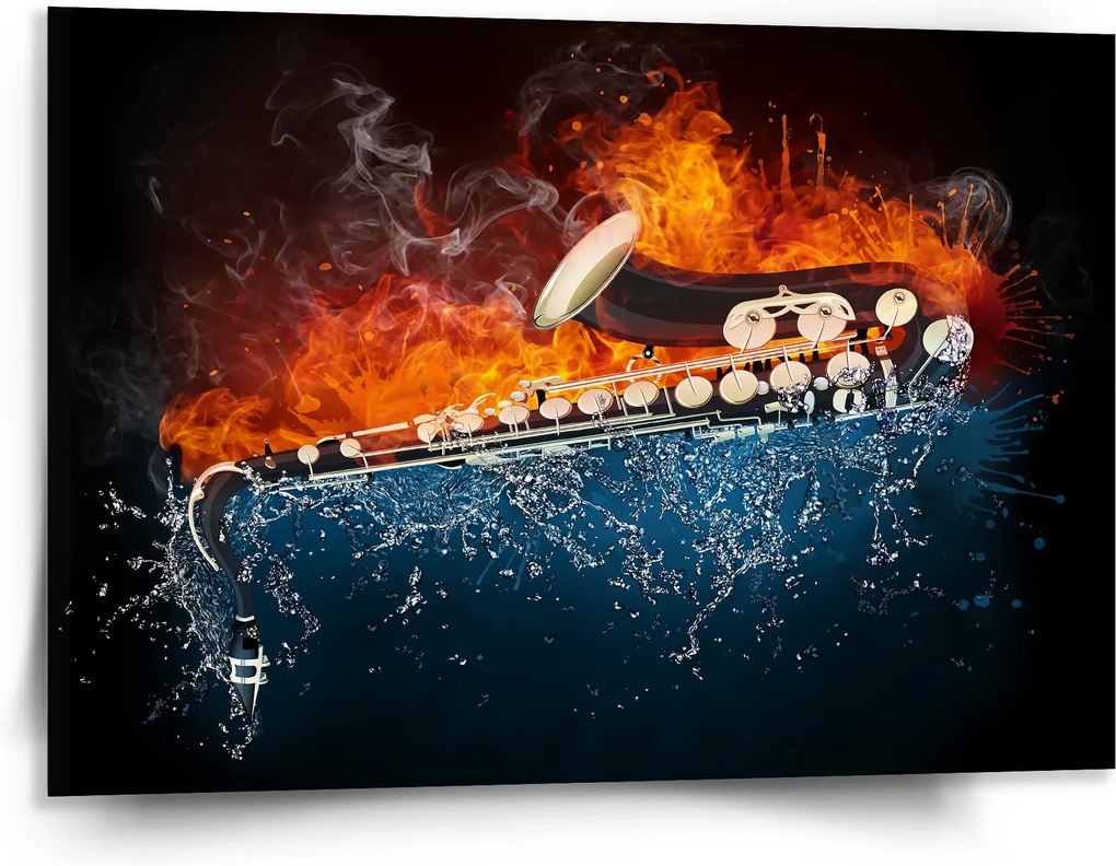 Obraz - Ohnivý saxofon 150x110 cm