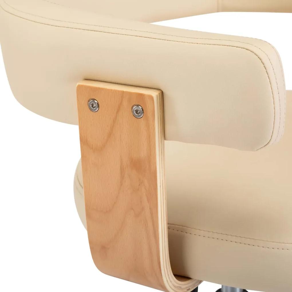 Otočná jídelní židle krémová ohýbané dřevo a umělá kůže,  287417