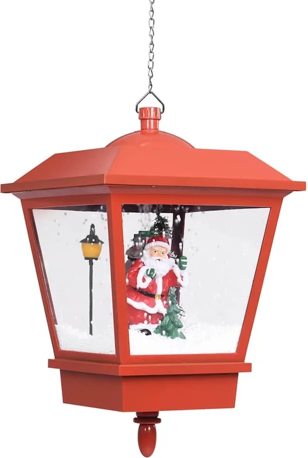 Vánoční závěsná lampa LED světlo a Santa červená 27x27x45 cm 289928