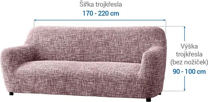 Bielastické potahy GRAFITI NOVÉ kaštanově hnědé trojkřeslo (š. 170 - 220 cm)