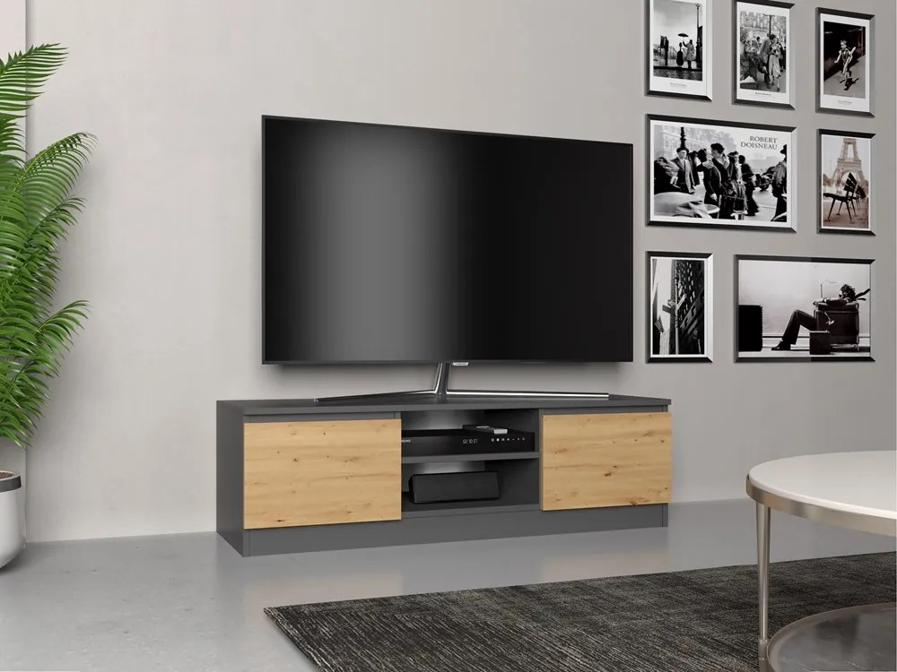 TPS Stolek pod televizi RTV MALVA 120 cm - Antracit / Dub artisan