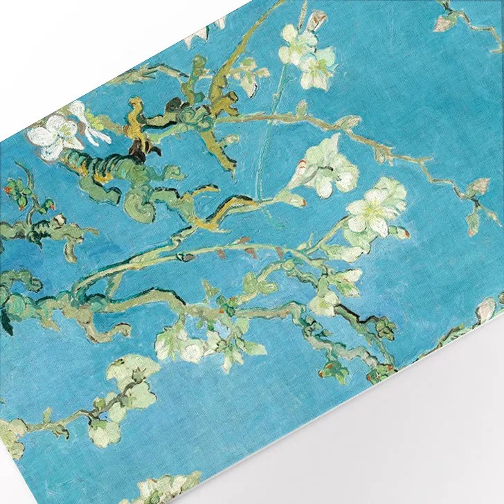 Lenbutik Lněný běhoun na stůl Vincent Van Gogh Mandlový květ / Almond Blossom Rozměry ubrusů: 180x50 cm