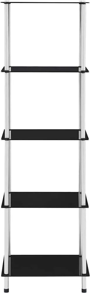 5patrová police černá 40 × 40 × 130 cm tvrzené sklo 249511