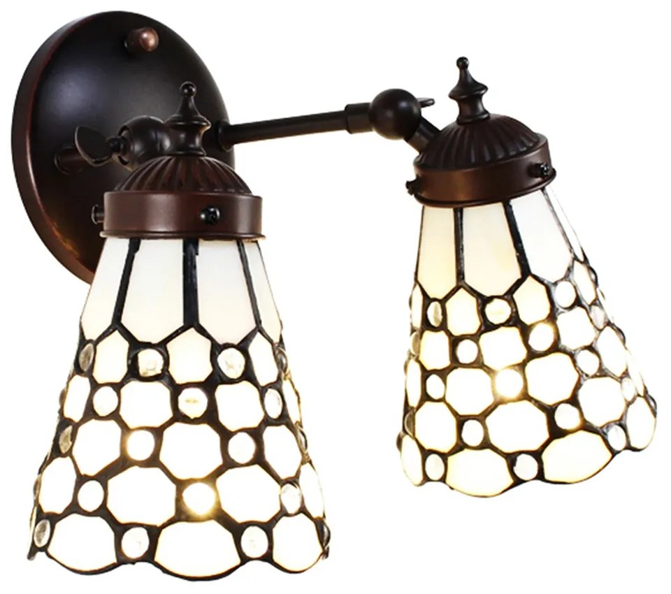 Nástěnná lampa Tiffany s bílými stínidly Panne - 30*23*23 cm E14/max 2*25W