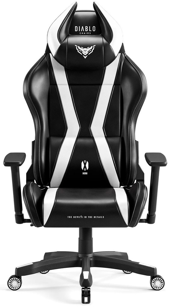 Herní židle z ekokůže King Size, černo-bílá: Diablo X-Horn 2.0