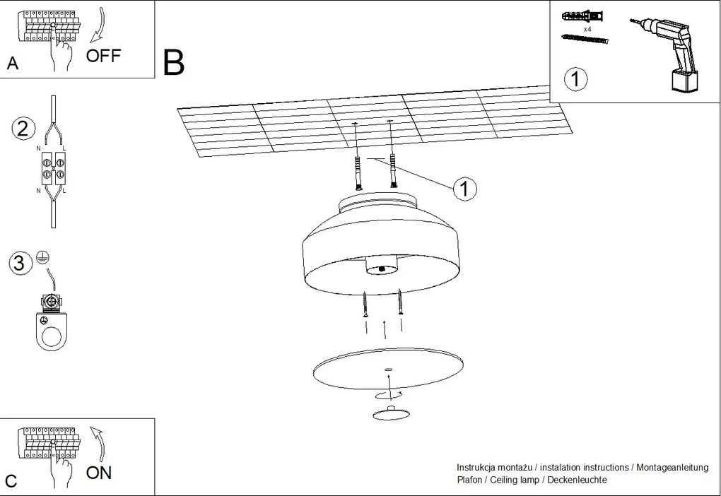 Stropní svítidlo Omiq, 1x bílé kovové stínítko, (bílý plast), (fi 30 cm)
