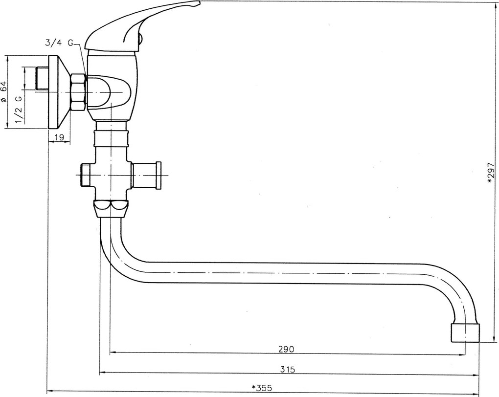 Novaservis Titania Iris Paneláková baterie bez sprchy 100 mm, chrom, 92075/1,0
