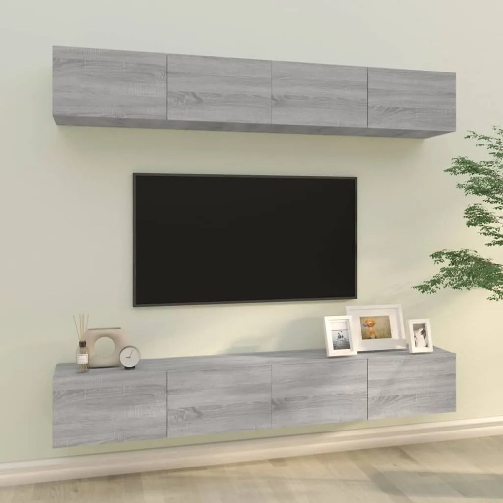 Nástěnné TV skříňky 4 ks šedé sonoma 100 x 30 x 30 cm 3114196