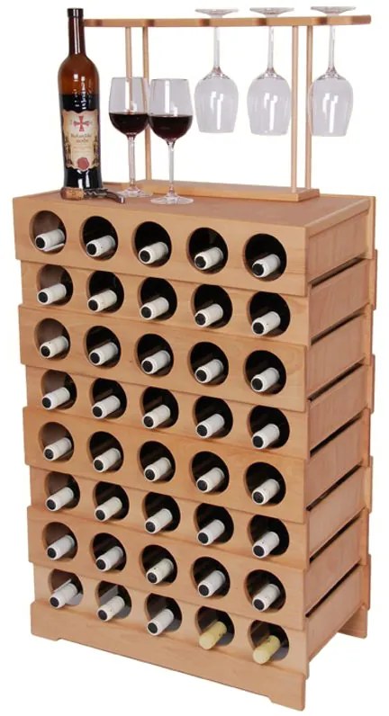 Domácí vinotéka 652 - Dřevěná vinotéka na 40 lahví vína