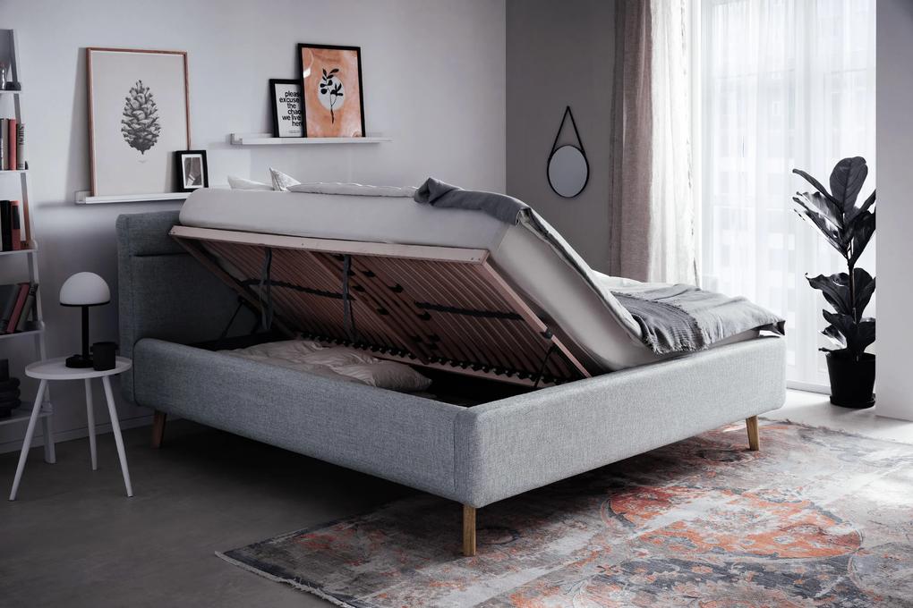 Čalouněná postel LOTTE 180x200 s úložným prostorem, modrá