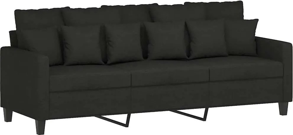 3místná pohovka s podnožkou černá 180 cm textil 3201093