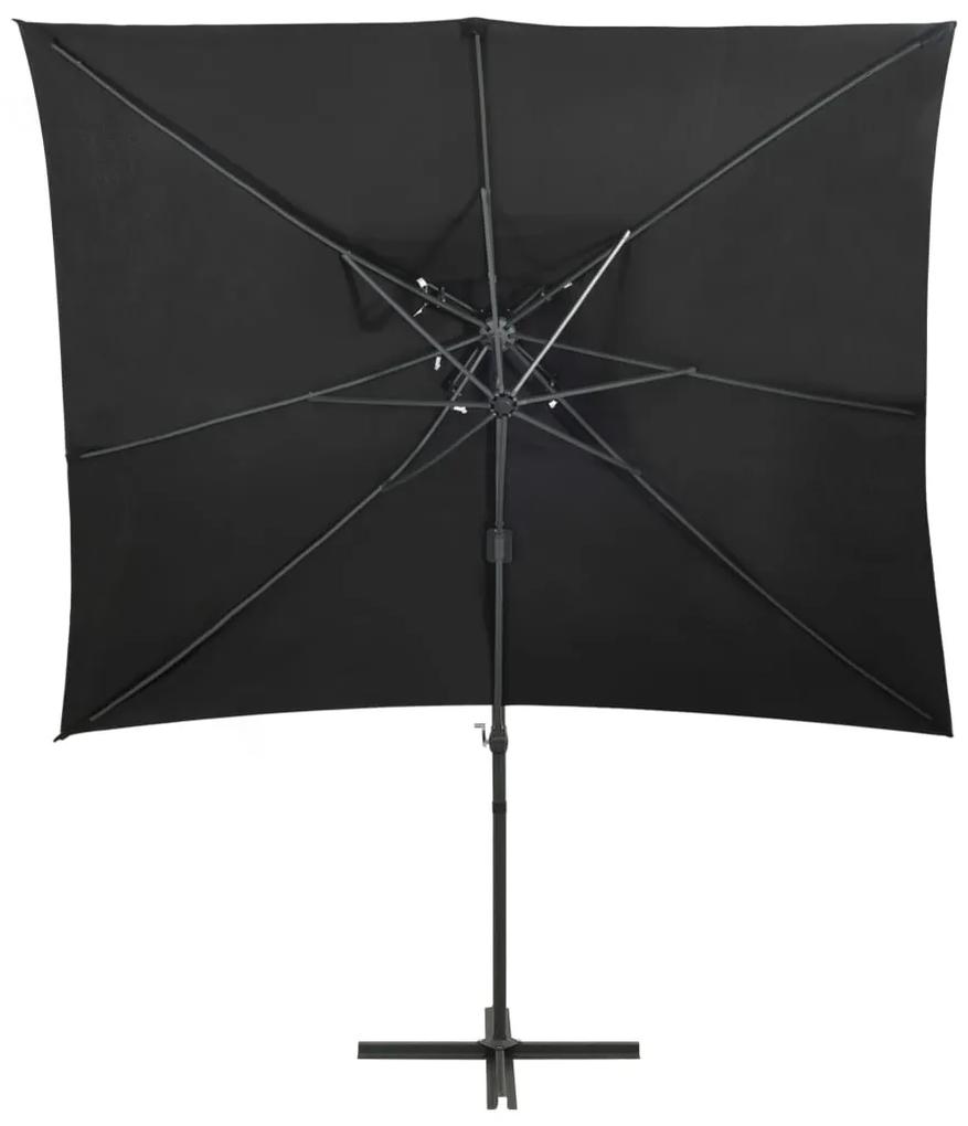 Konzolový slunečník s dvojitou stříškou černý 250 x 250 cm,  312364