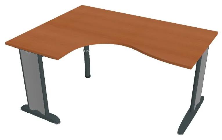 Stůl ergo oblouk pravý 160×120/80 cm - Hobis Flex FE 2005 P Dekor stolové desky: třešeň, Barva nohou: černá