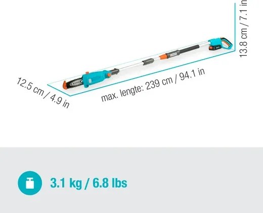 © 2026 GARDENA Akumulátorová teleskopická vyvětvovací pilka TCS 20/18V P4A - bez akumulátoru