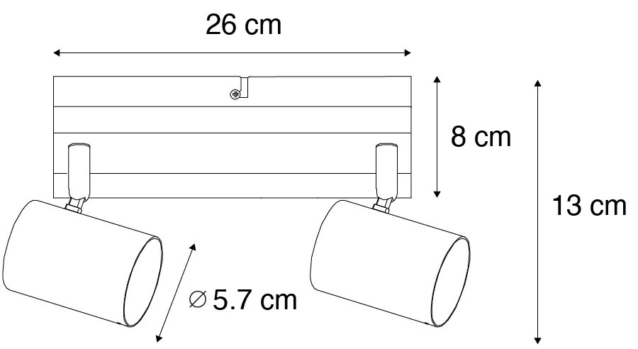 Stropní svítidlo černé se dřevem 2-světlo nastavitelné obdélníkové - Jeana