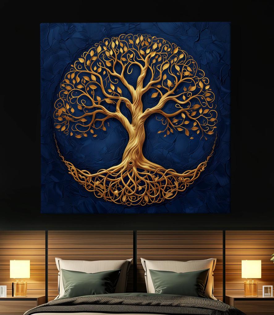 Obraz na plátně - Strom života Zlatý poklad FeelHappy.cz Velikost obrazu: 100 x 100 cm