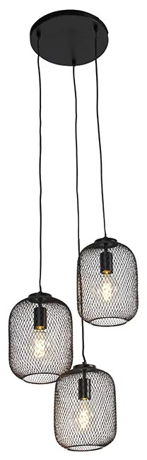 Průmyslová závěsná lampa černá 45 cm 3-světlo - Bliss Mesh