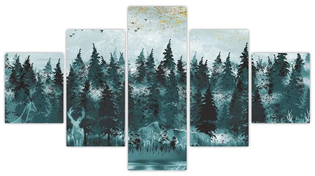 Obraz - Zvířata v lese (125x70 cm)