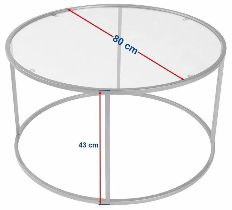 Konferenční stolek Aurum Black s tmavým sklem, 80 cm