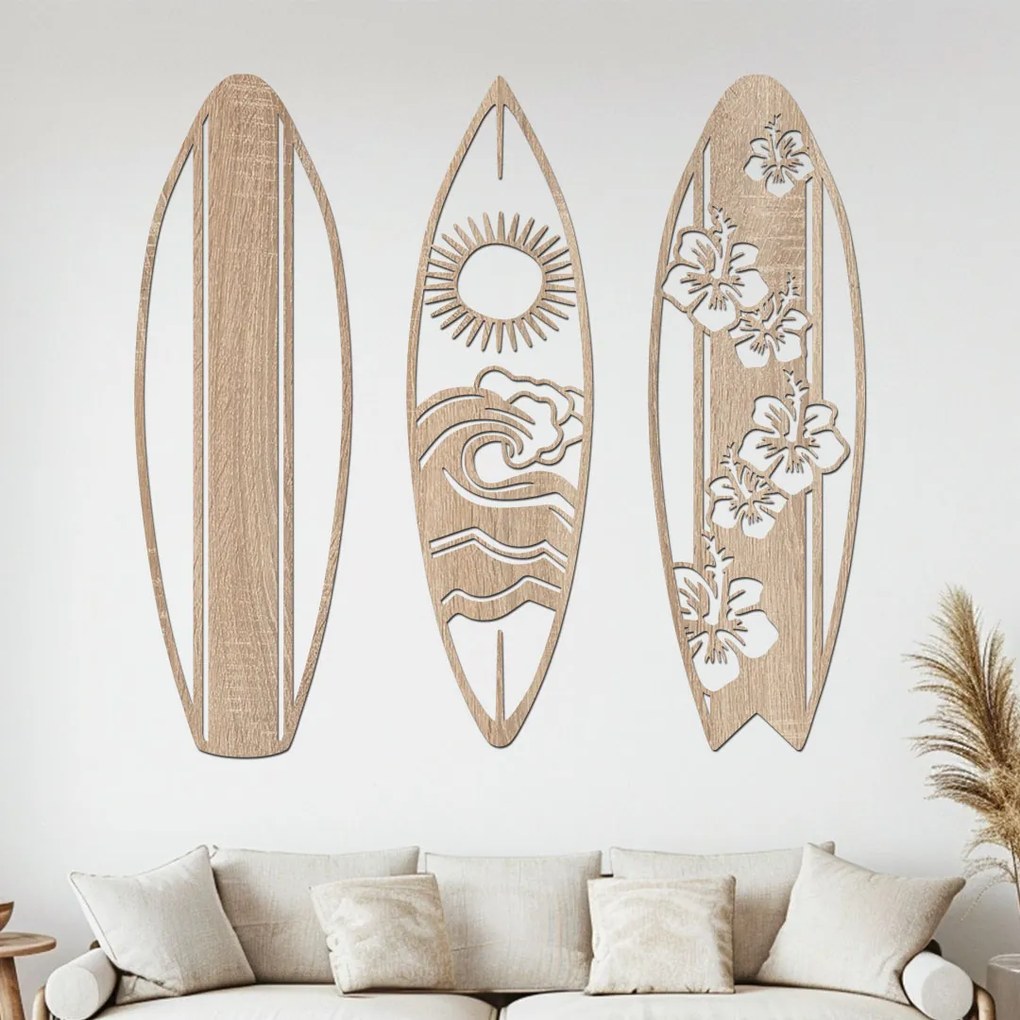 dřevo života Dřevěný obraz SURF ALOHA Zvolte barvu dekoru: Dub Sonoma, Rozměry (cm): 147x140