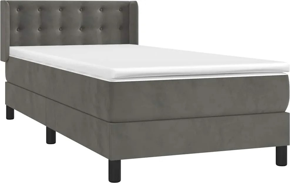 Box spring postel s matrací tmavě šedá 90x190 cm samet 3131172
