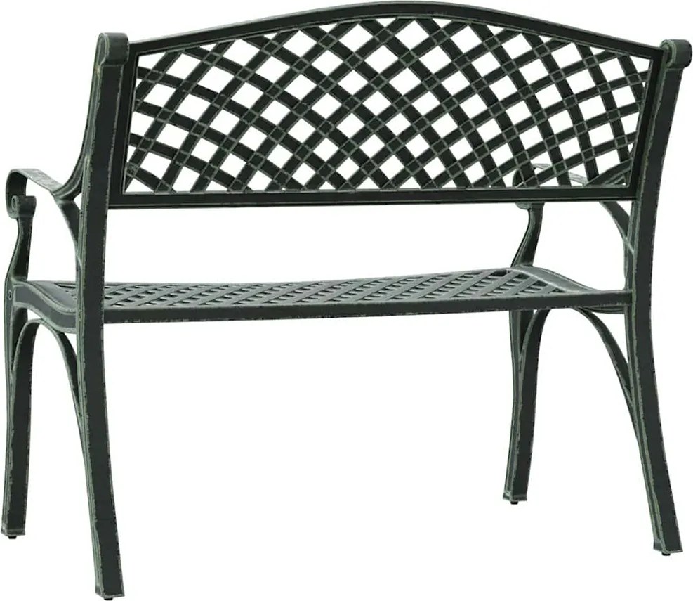 Zahradní lavice 102 cm litý hliník zelená 317745