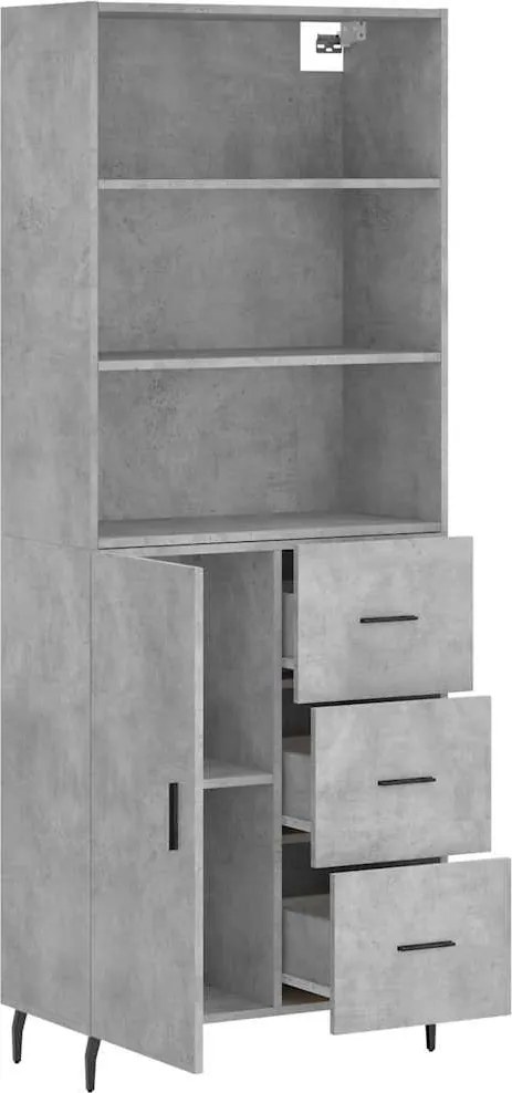 Skříň highboard betonově šedá 69,5x34x180 cm kompozitní dřevo 3189465