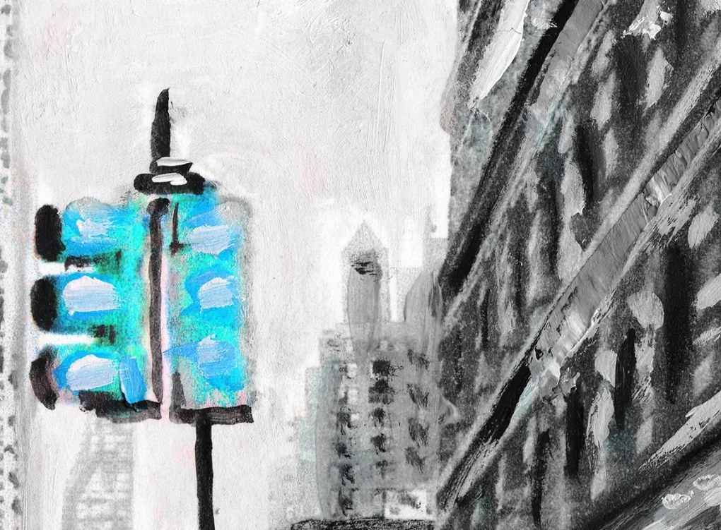 Obraz New York malovaný Blue Velikost (šířka x výška): 150x100 cm