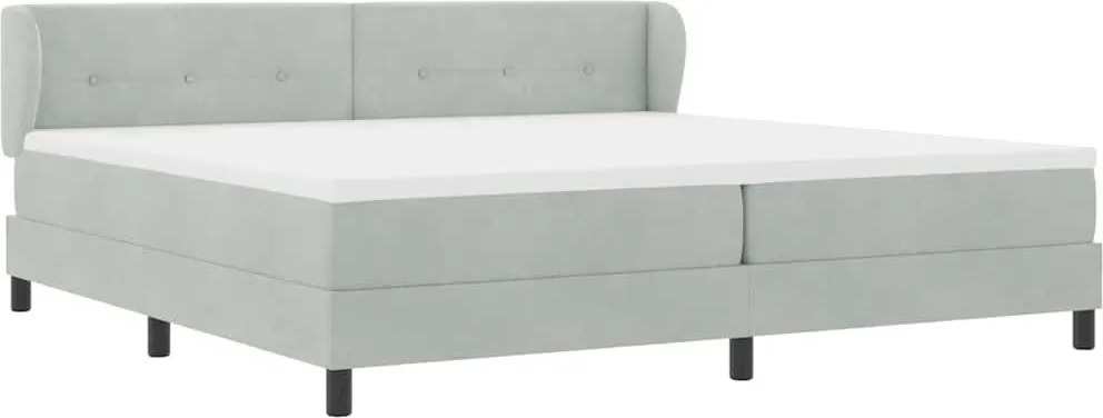 Postel s boxspringem s čelo Světle šedá 200 x 200 cm samet 3340406