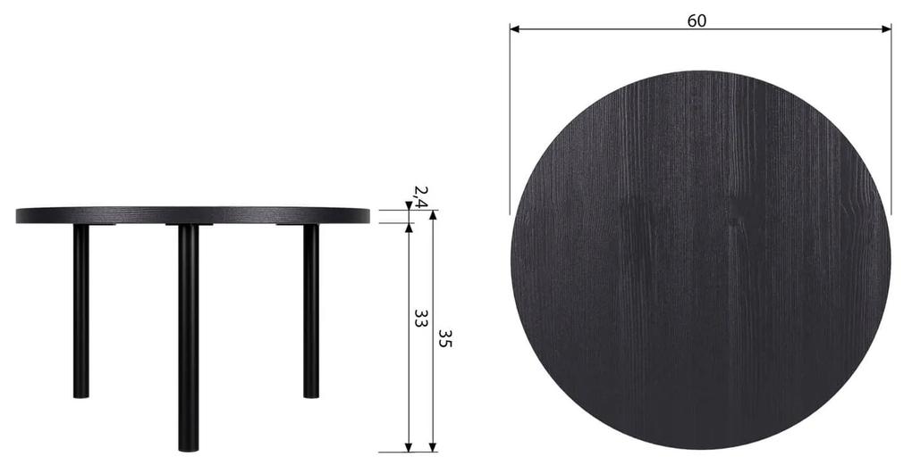 Konferenční stolek lau ø 60 cm černý MUZZA