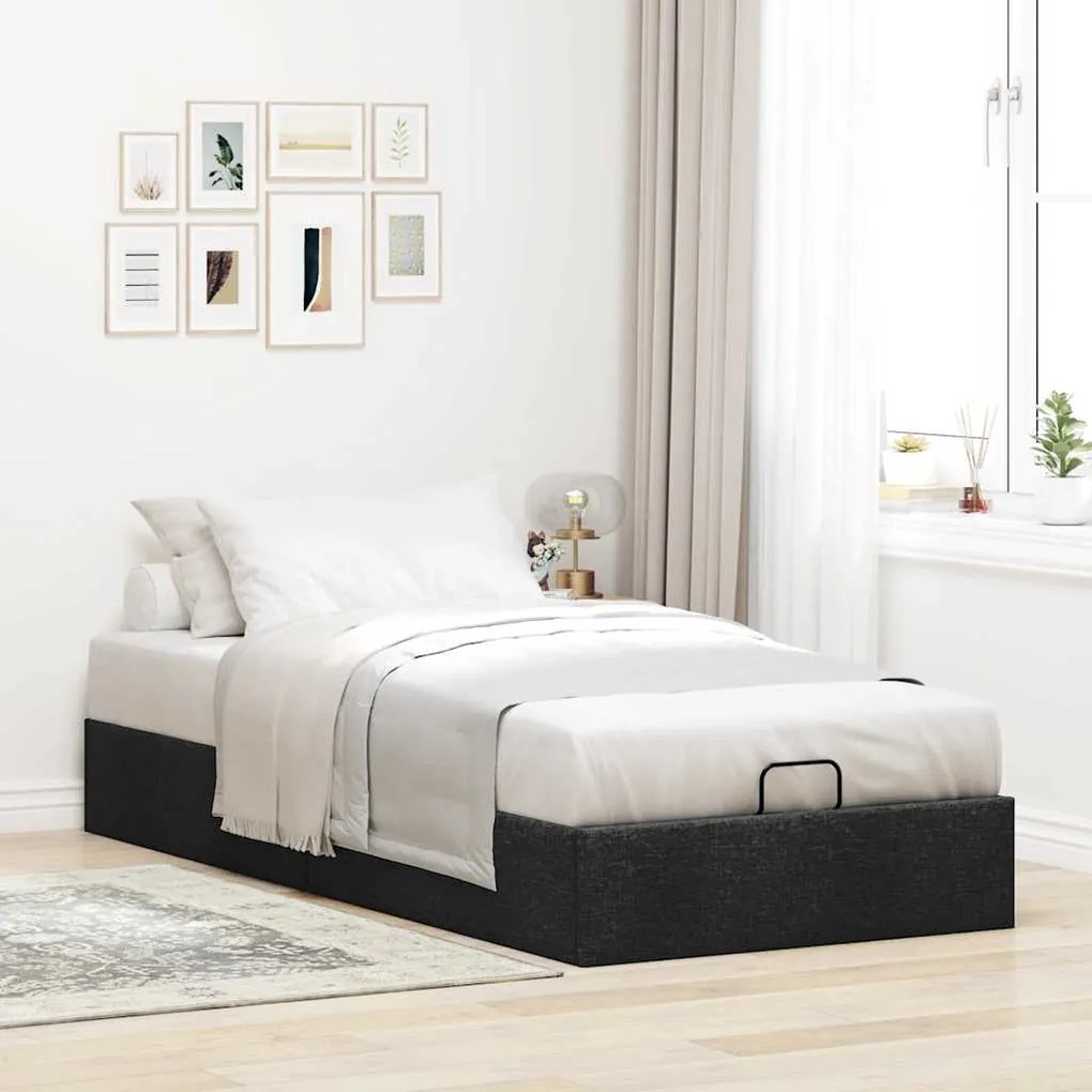Osmanský rám postele bez matrací černá 90x190 cm textil 3310842